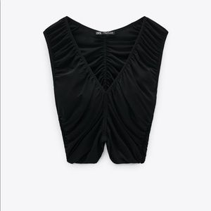 Zara | Tops | Zara Black Ruched Crop Top | Poshmark